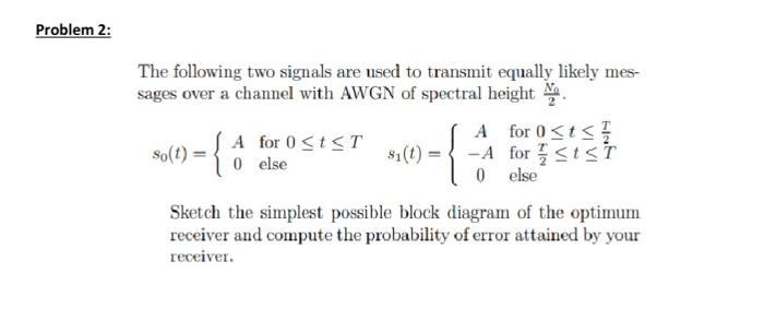 Solved The following two signals are used to transmit | Chegg.com