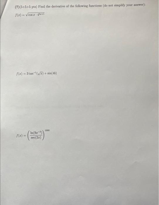 Solved (1)(4 pts) Sketch the graph of a function f that | Chegg.com