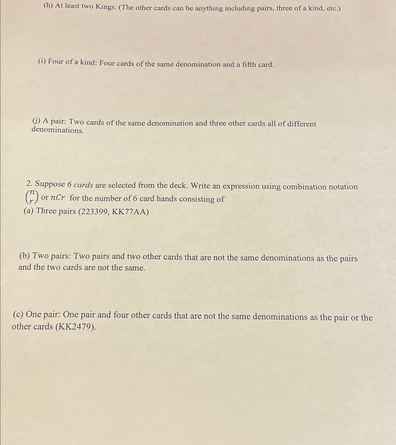Solved Write an expression using combination notation (n/r) | Chegg.com