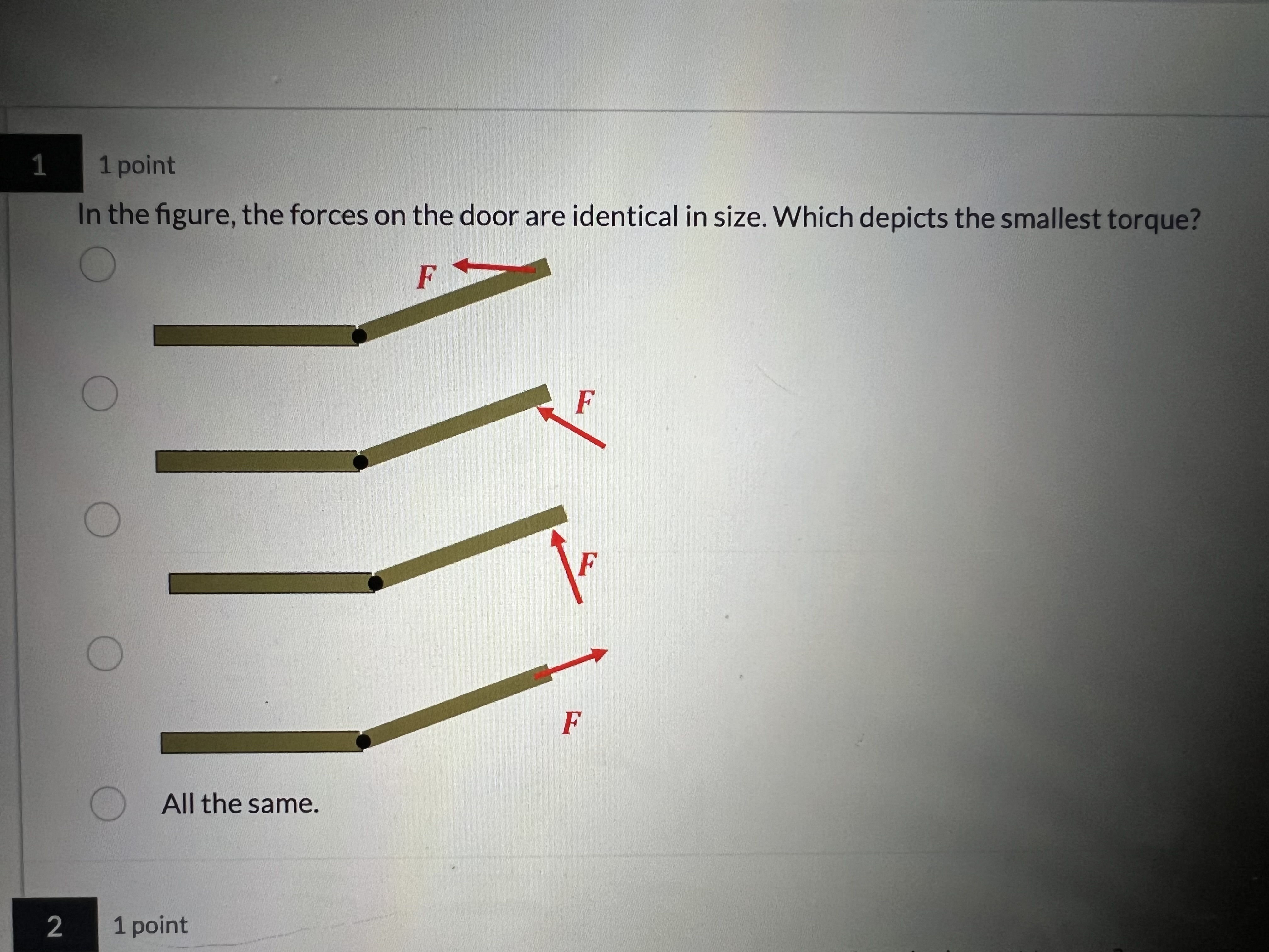 Solved In the figure, the forces on the door are identical | Chegg.com