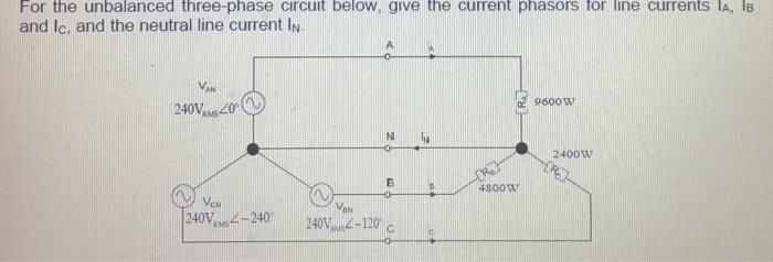 Solved For the unbalanced three-phase circuit below, give | Chegg.com