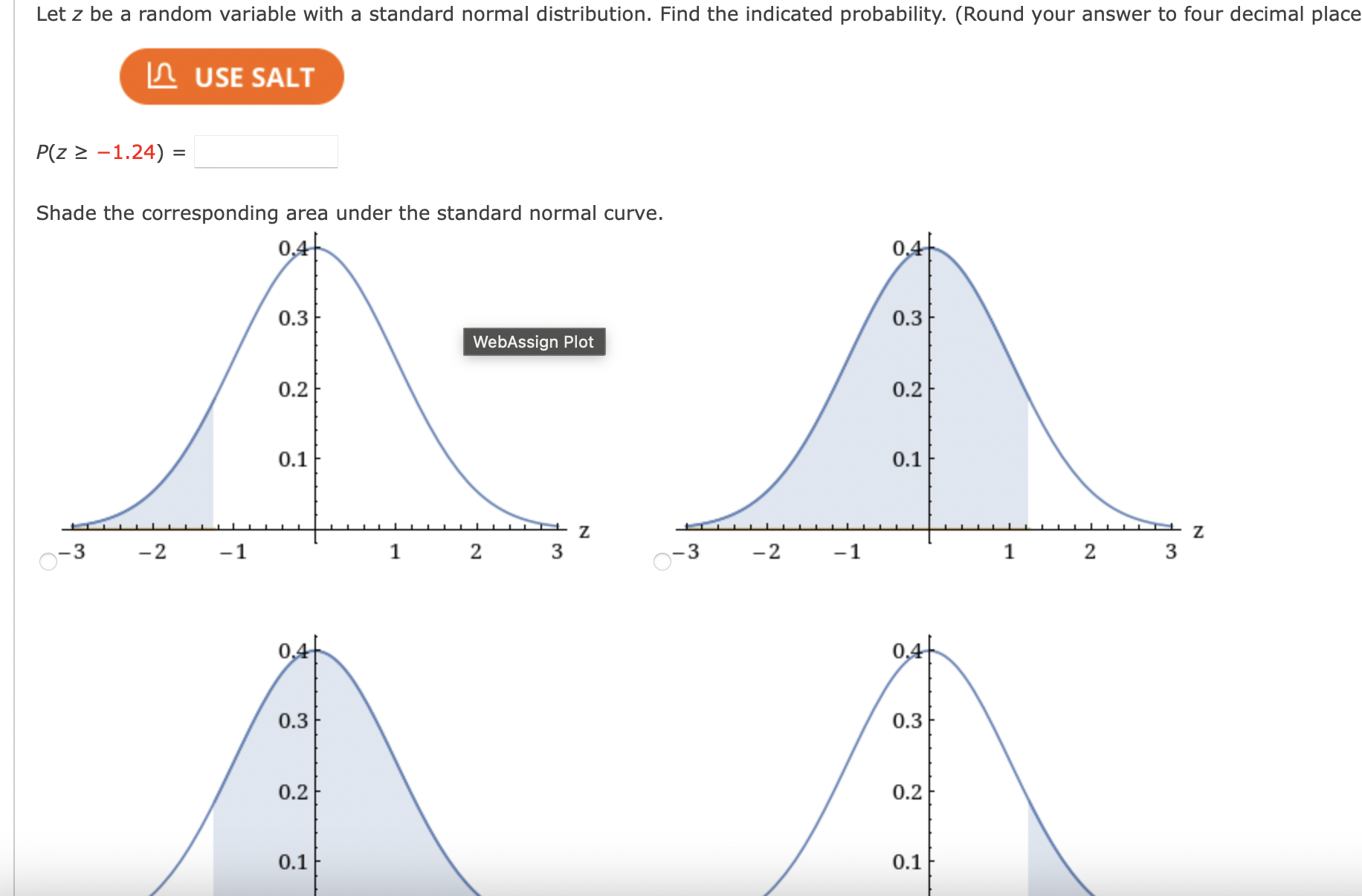 Solved Let z ﻿be a random variable with a standard normal | Chegg.com