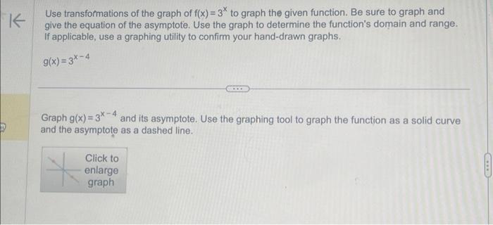 Solved Use transformations of the graph of f(x)=3x to graph | Chegg.com