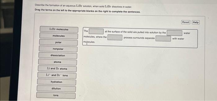 Solved Describe the formation of an aqueous LiBr solution, | Chegg.com