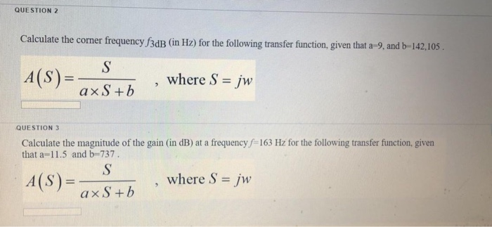 Solved QUESTION 2 Calculate the corner frequency f3dB (in | Chegg.com