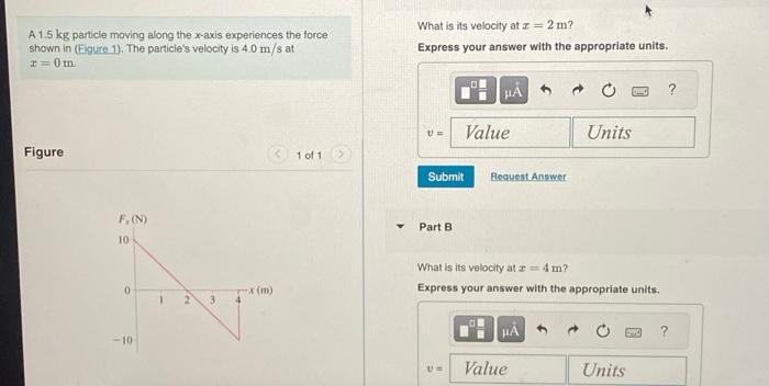 Solved A 1.5 kg particle moving along the x-axis experiences | Chegg.com