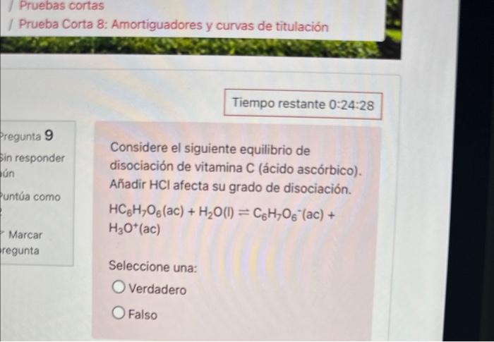 Solved Considere el siguiente equilibrio de disociación de | Chegg.com