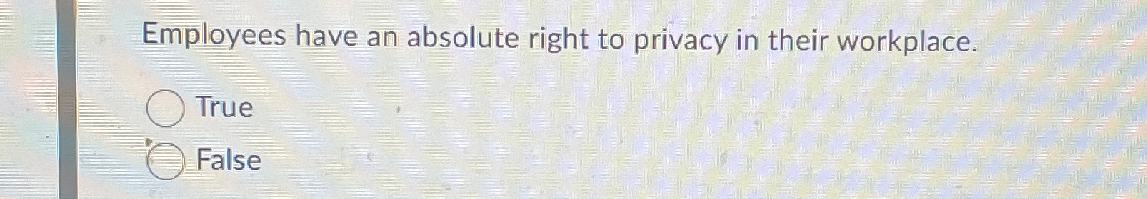 Solved Employees have an absolute right to privacy in their | Chegg.com