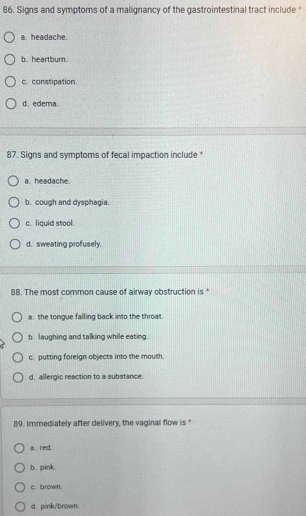Solved Signs and symptoms of a malignancy of the | Chegg.com