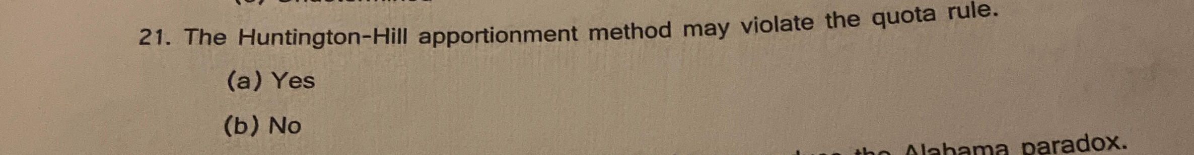 Solved The Huntington-Hill apportionment method may violate | Chegg.com
