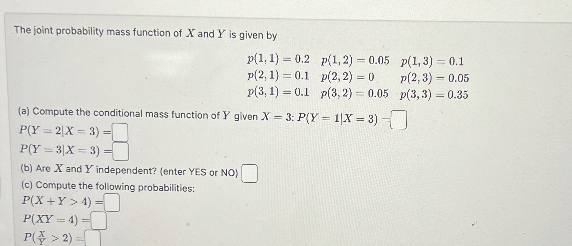 Solved The joint probability mass function of x ﻿and Y ﻿is | Chegg.com