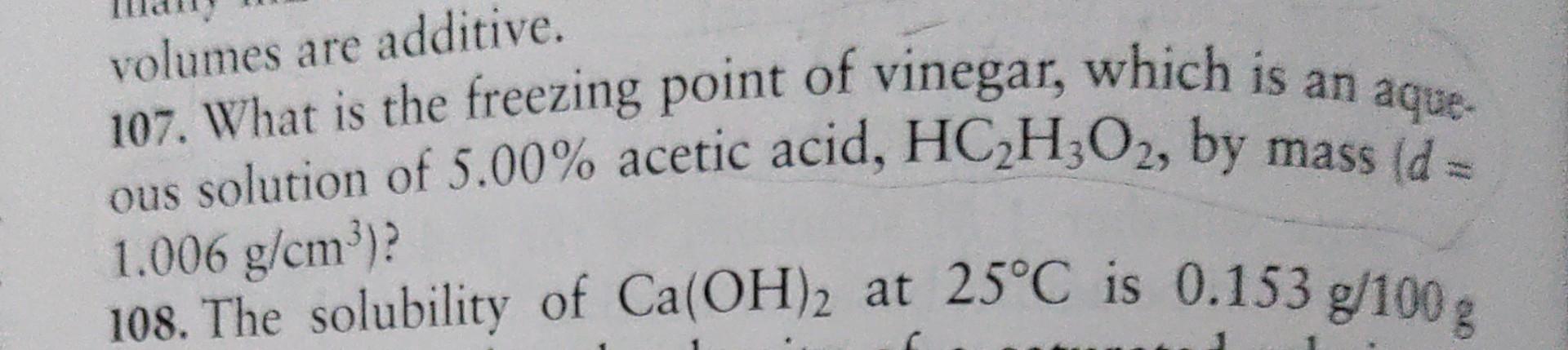 Solved volumes are additive. 107. What is the freezing point | Chegg.com