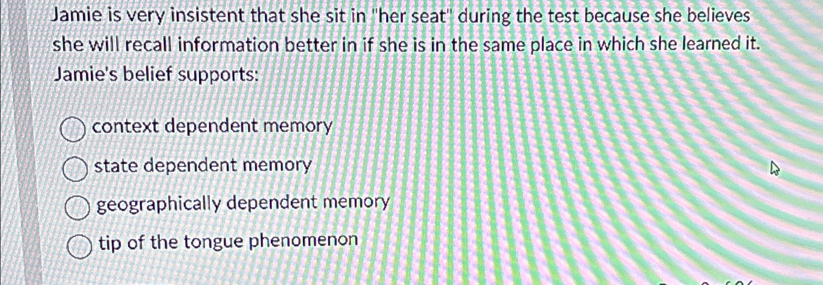 Solved Jamie is very insistent that she sit in "her seat" | Chegg.com