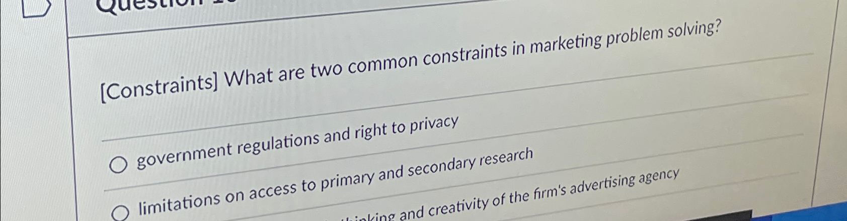 Solved [Constraints] ﻿What are two common constraints in | Chegg.com