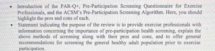 Solved Introduction of the PAR-Q+, Pre-Participation | Chegg.com