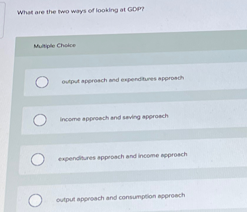 Solved What are the two ways of looking at GDP?Multiple | Chegg.com