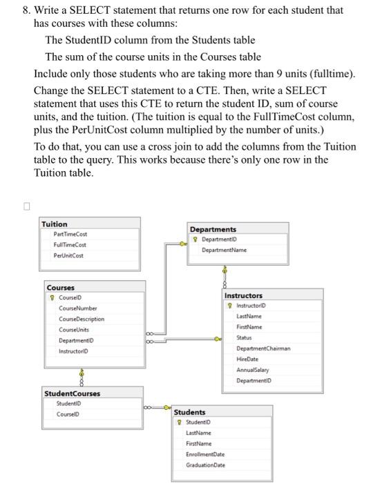 Solved SQL.using murach college database file. please dont | Chegg.com