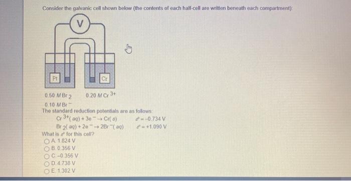 Solved Consider the galvanic cell shown below (the contents | Chegg.com