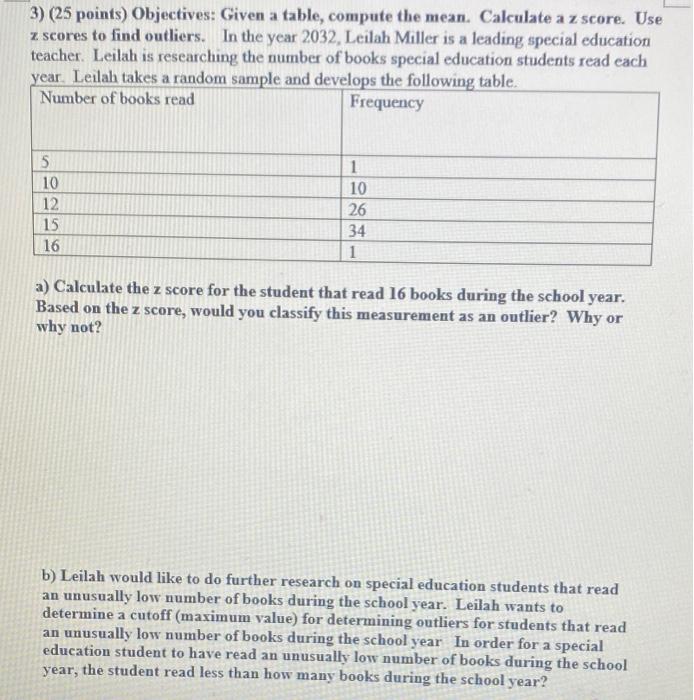 Solved 3) (25 points) Objectives: Given a table, compute the | Chegg.com