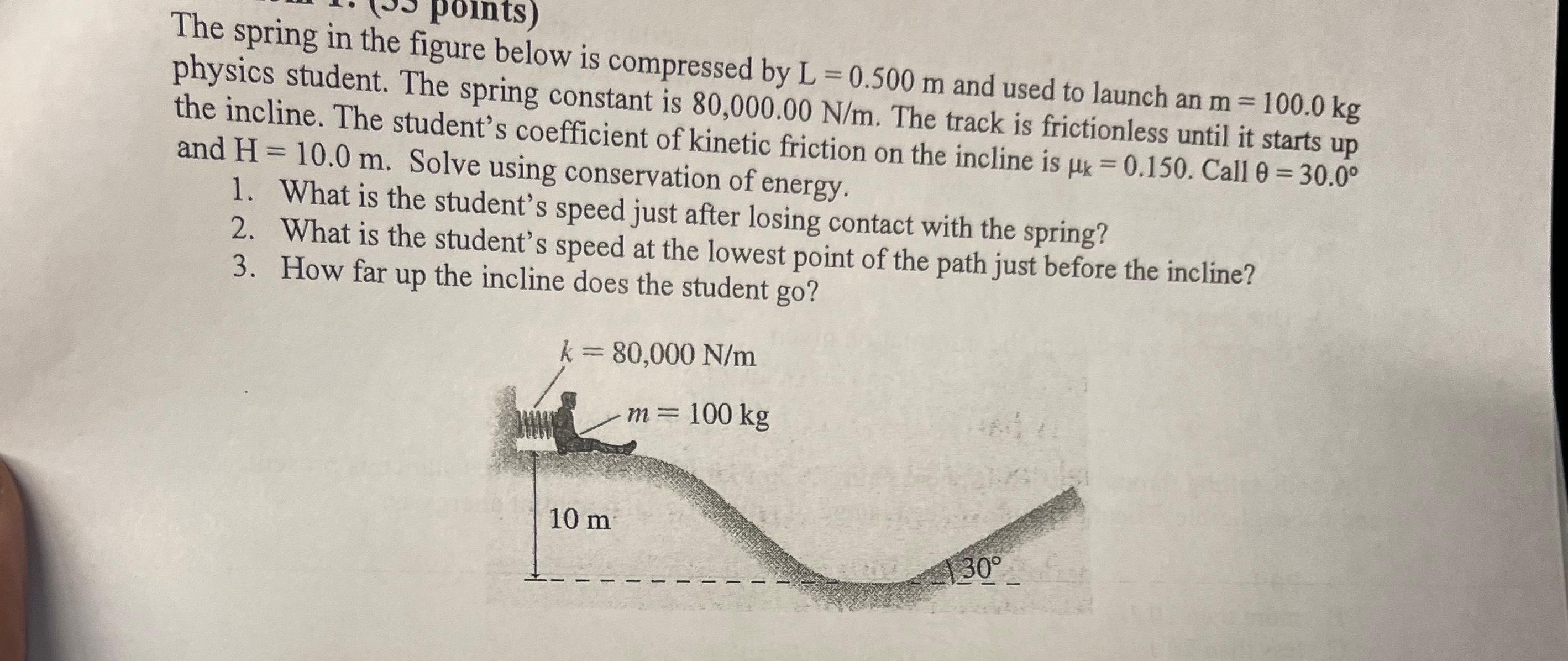 Solved The spring in the figure below is compressed by | Chegg.com