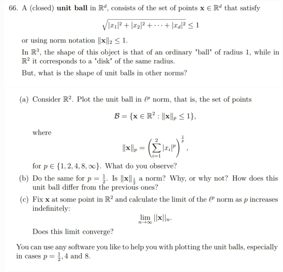 Solved A (closed) ﻿unit ball in Rd, ﻿consists of the set of | Chegg.com