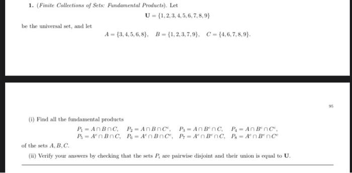 Solved 1. (Finite Collections of Sets: Fundamental | Chegg.com