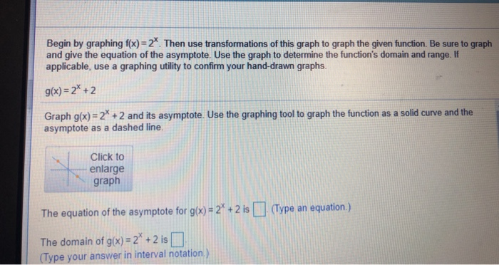 Solved Begin by graphing f(x)=2. Then use transformations of | Chegg.com