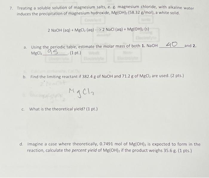 Solved Treating a soluble solution of magnesium salts, e. g. | Chegg.com