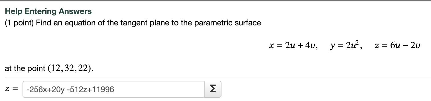 Solved Help Entering Answers(1 ﻿point) ﻿Find an equation of | Chegg.com