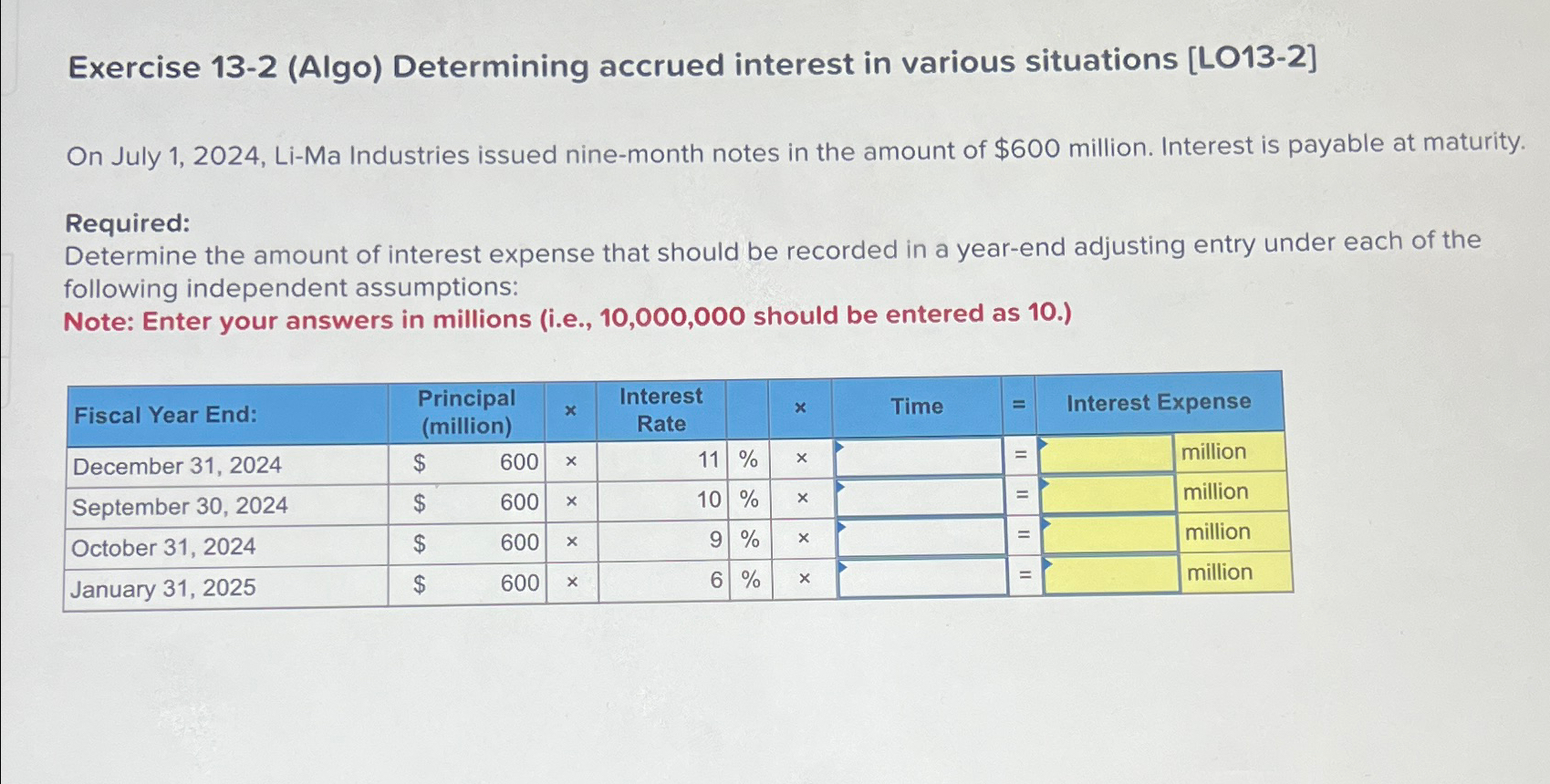 Solved Exercise 13-2 (Algo) ﻿Determining accrued interest in | Chegg.com
