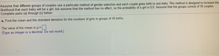 Solved Assume that different groups of couples use a | Chegg.com