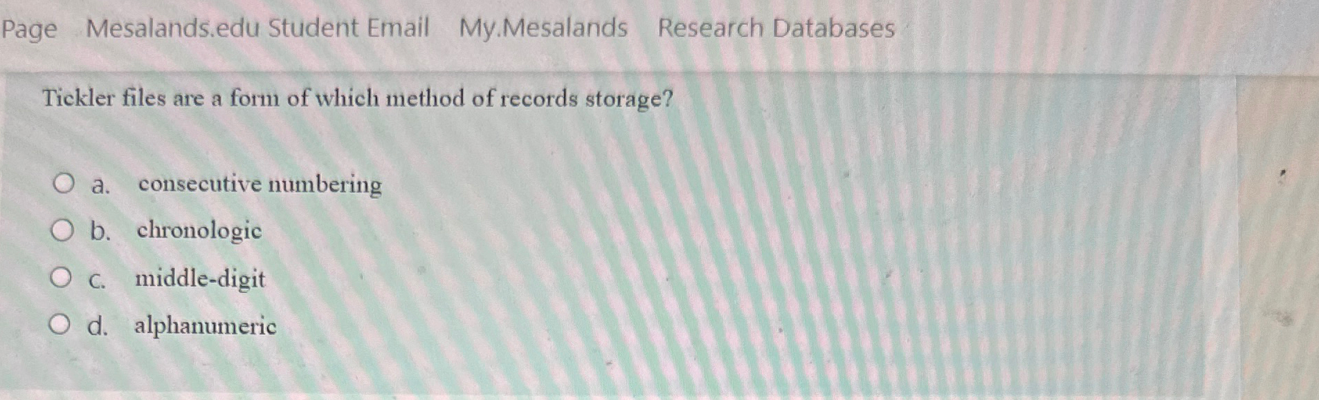 Solved PageMesalands.edu Student EmailMy.MesalandsResearch | Chegg.com
