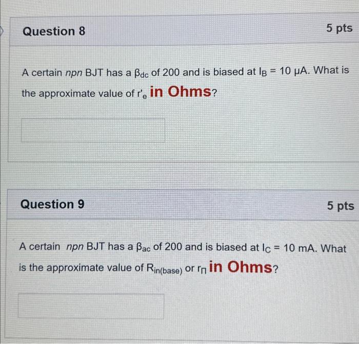 Solved A certain npn BJT has a βdc of 200 and is biased at | Chegg.com