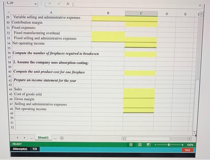 Solved Variable and Absorption Costing using Excel's SUM and | Chegg.com Solved Variable and Absorption Costing using Excel's SUM and | Chegg.com