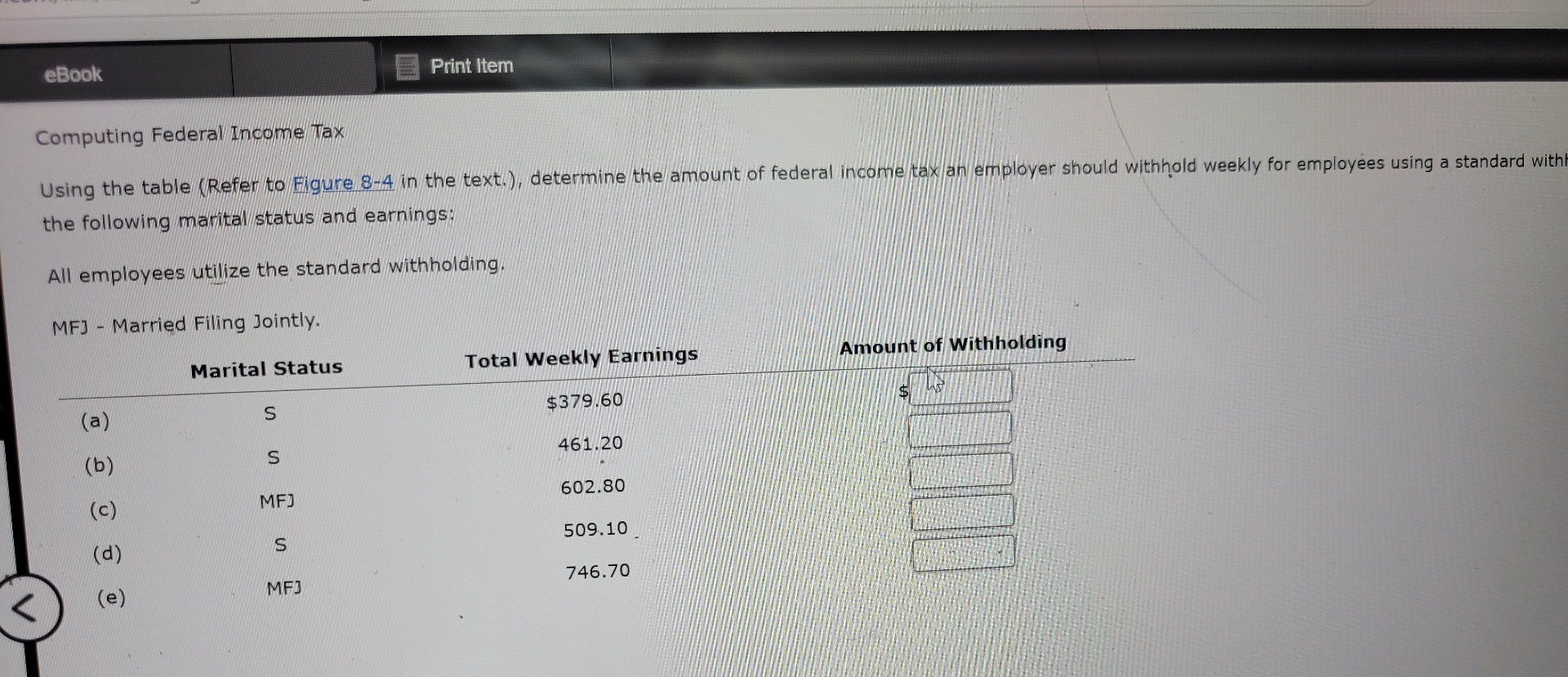 Solved Computing Federal Income TaxUsing the table (Refer to | Chegg.com