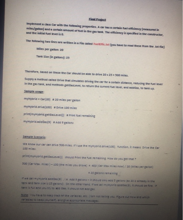Solved Final Project Implement chass Car with the following | Chegg.com
