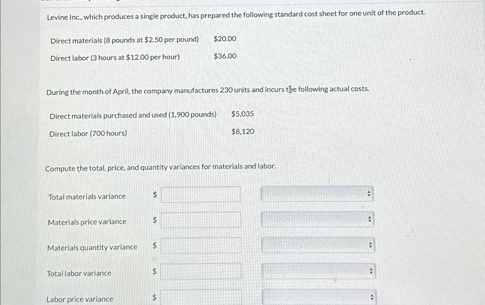 Solved Levine Inc., which produces a single product, has | Chegg.com