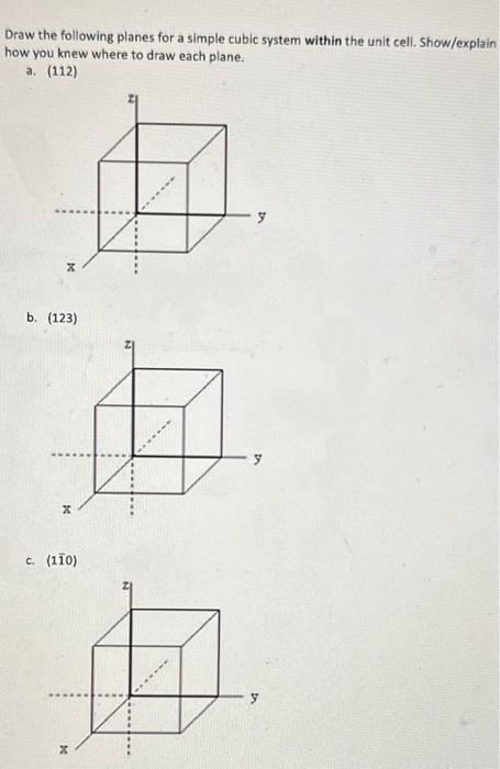 Solved Draw the following planes for a simple cubic system | Chegg.com