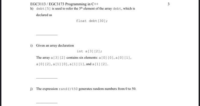Solved State Whether Each Of The Following Statement Is True