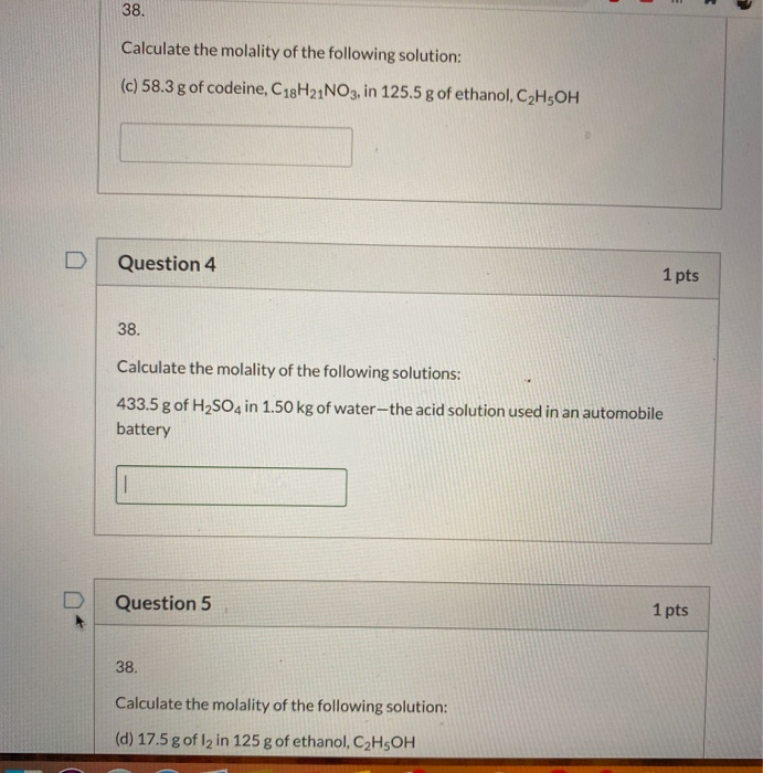 Solved 38. Calculate the molality of the following solution: | Chegg.com