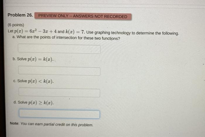 Solved Problem 26. PREVIEW ONLY -- ANSWERS NOT RECORDED (6 | Chegg.com