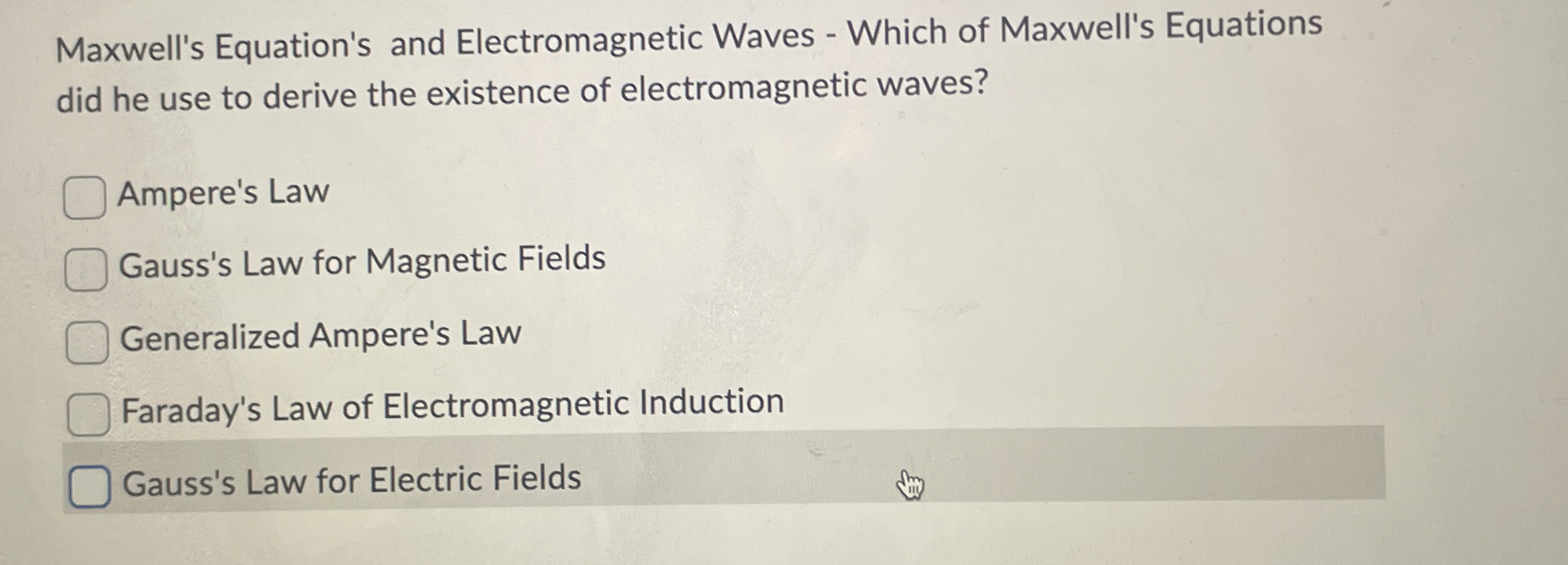 Solved Maxwell's Equation's and Electromagnetic Waves - | Chegg.com