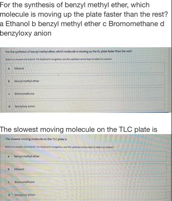 Solved For the synthesis of benzyl methyl ether, which | Chegg.com
