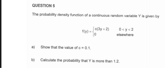 Solved The probability density function of a continuous | Chegg.com