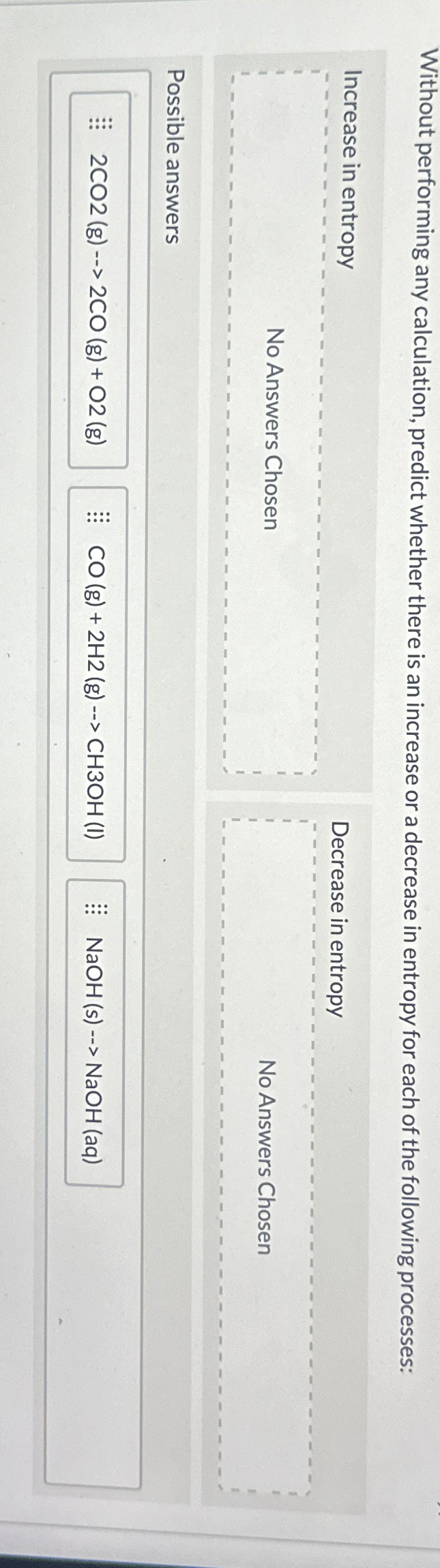 Solved Without performing any calculation, predict whether | Chegg.com