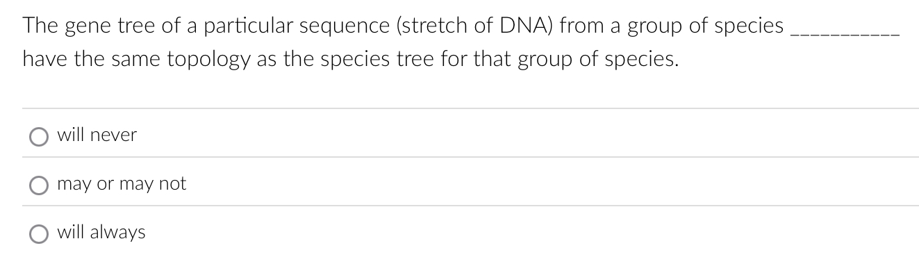 The gene tree of a particular sequence (stretch of | Chegg.com