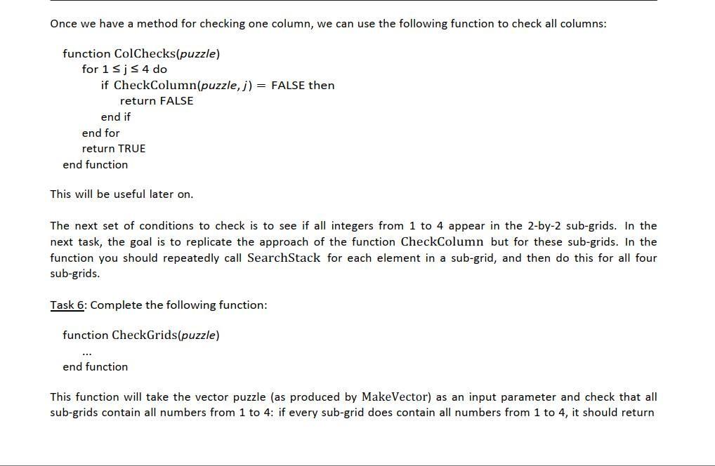 Solved Checking the Pseudoku conditions The next step in | Chegg.com