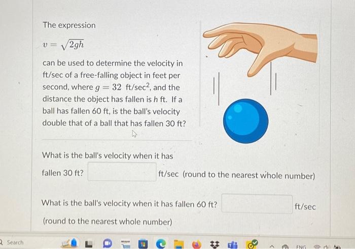 Solved The expression v=2gh can be used to determine the | Chegg.com