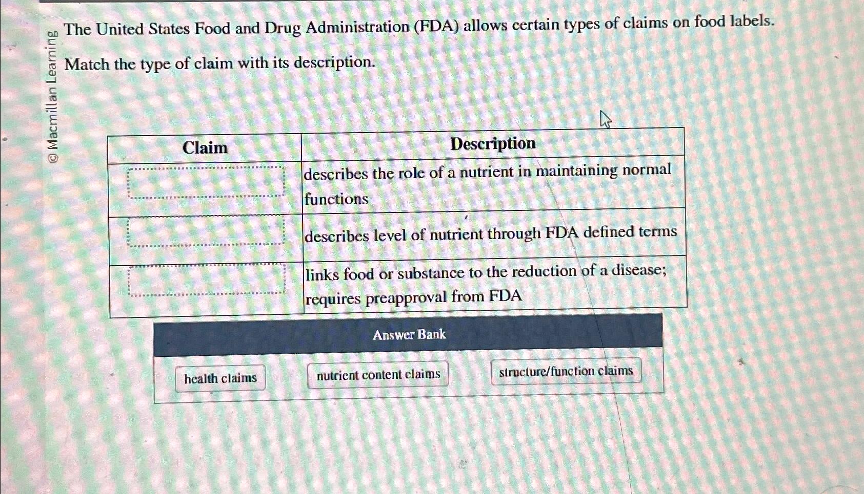 Solved The United States Food and Drug Administration (FDA) | Chegg.com