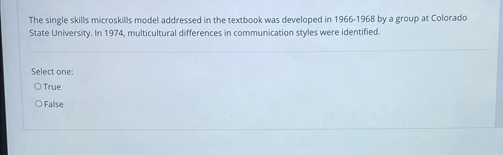 Solved The single skills microskills model addressed in the | Chegg.com